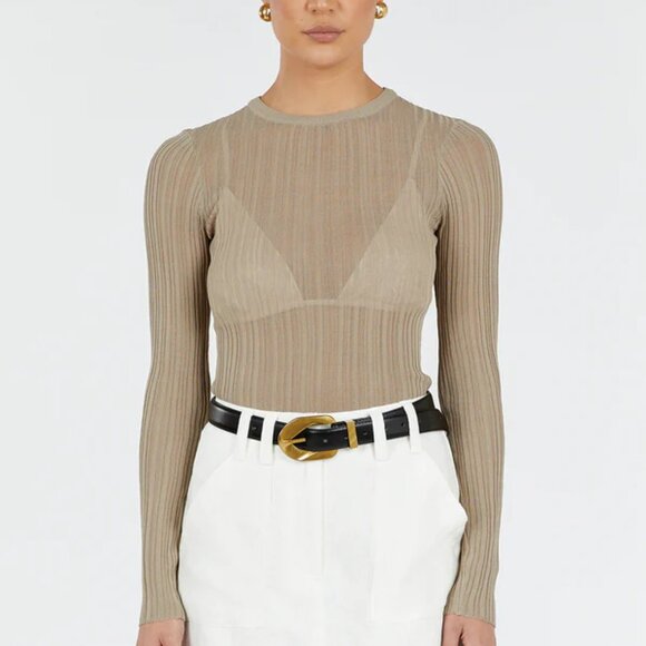 DISSH | Tops | Dissh Harper Taupe Long Sleeve Knit Top | Poshmark